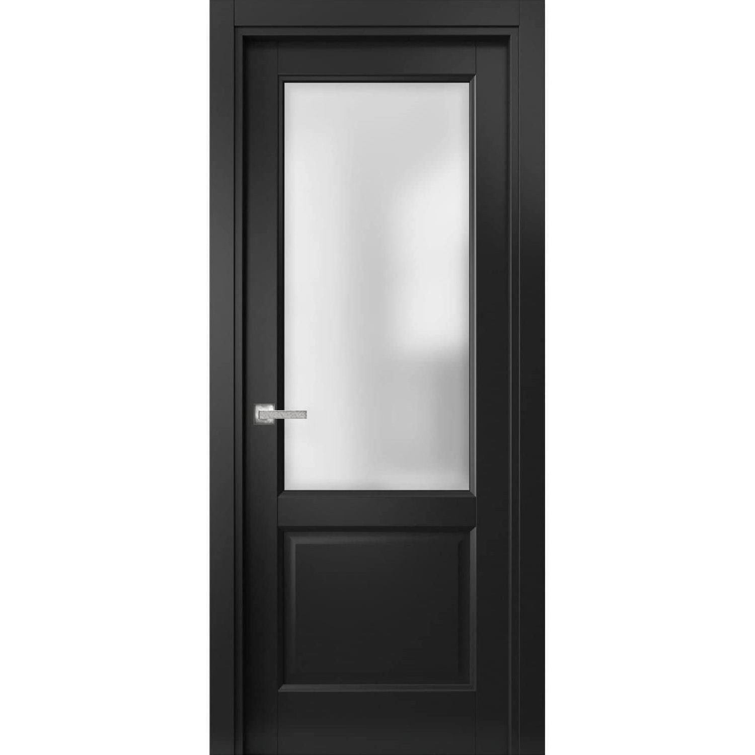 Solid Interior French | Lucia 22 Matte Black with Frosted Glass ...