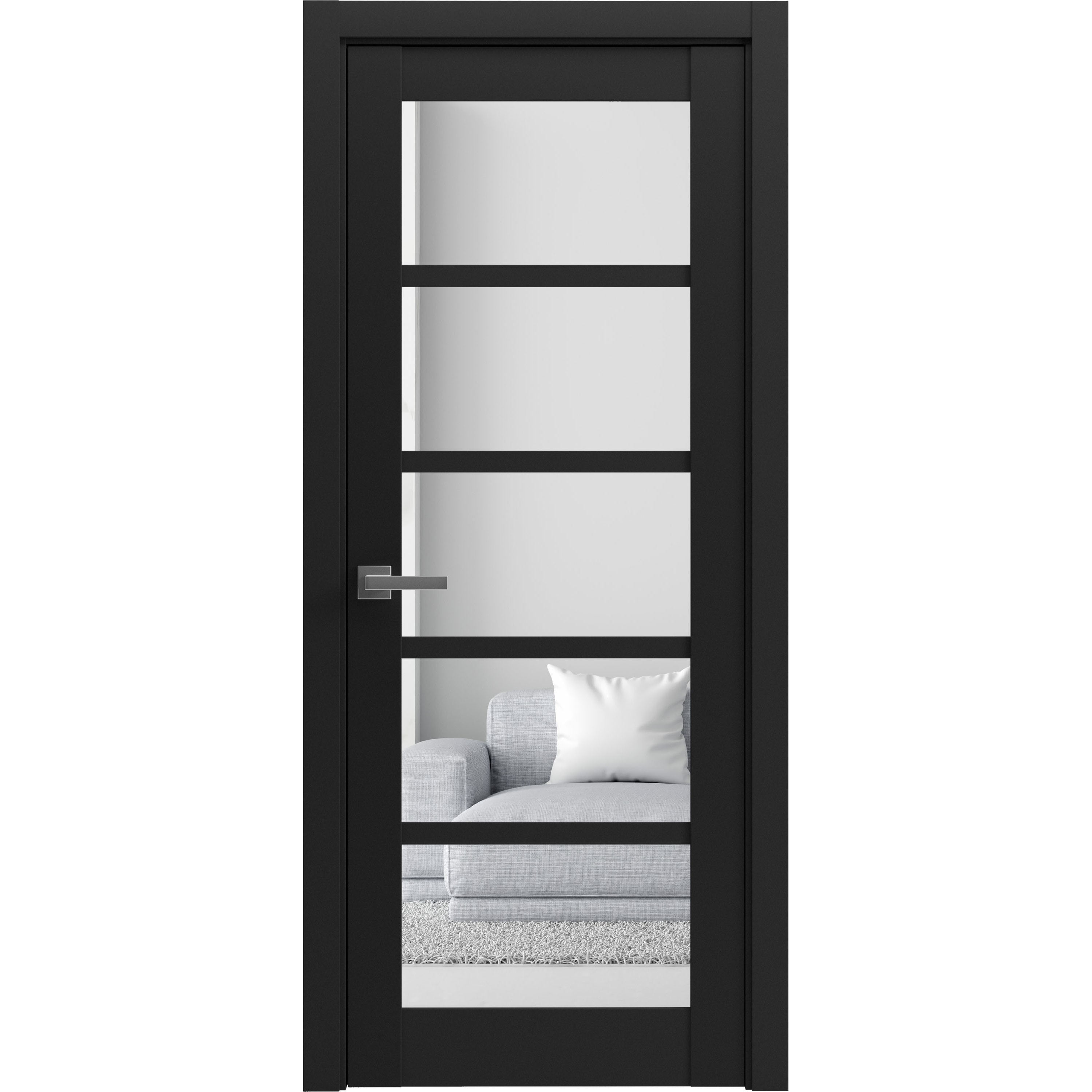 Solid Interior French Pre-Hung Door | Quadro 4522 Matte Black with ...