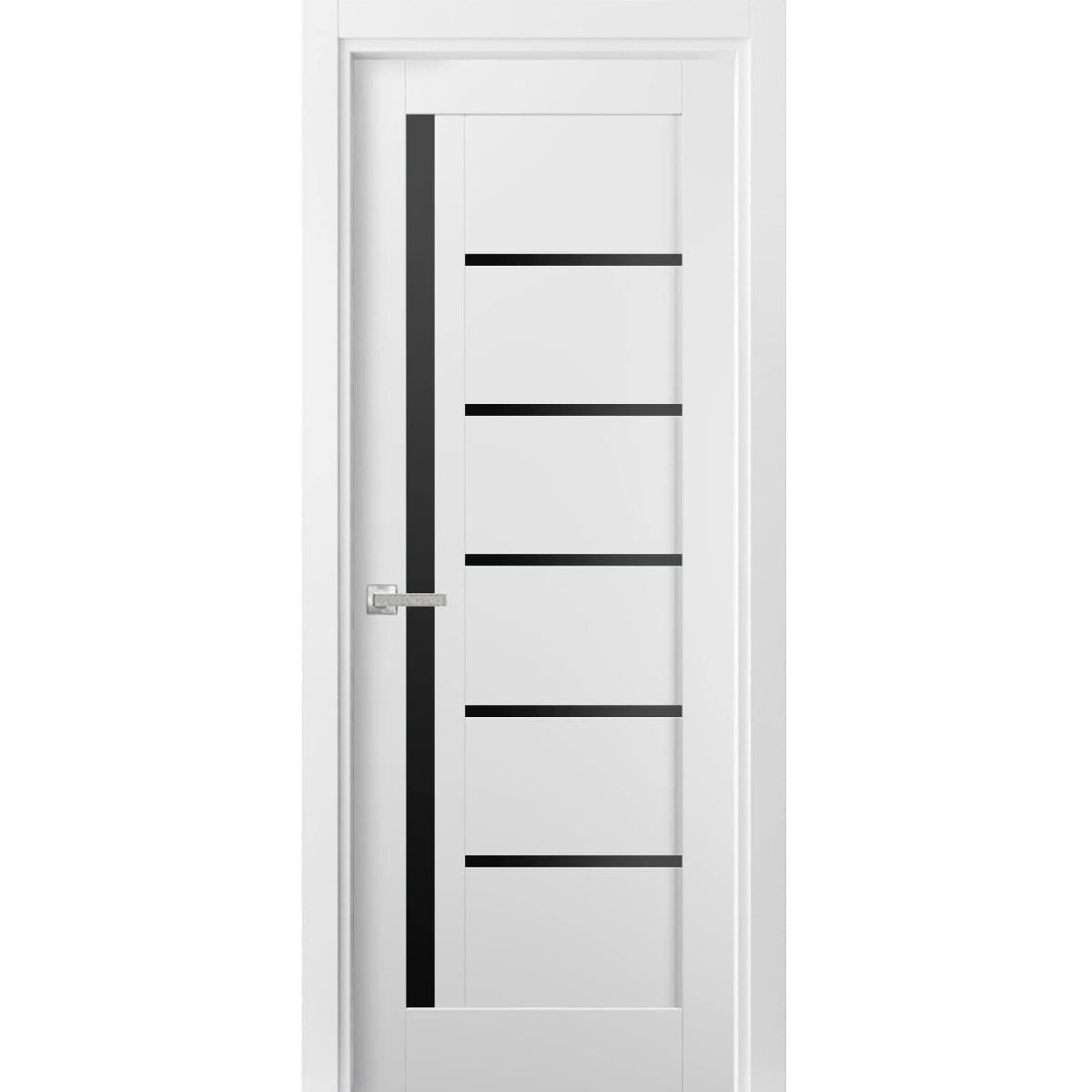 Solid Interior French Pre-Hung Door | Quadro 4588 White Silk with Black ...