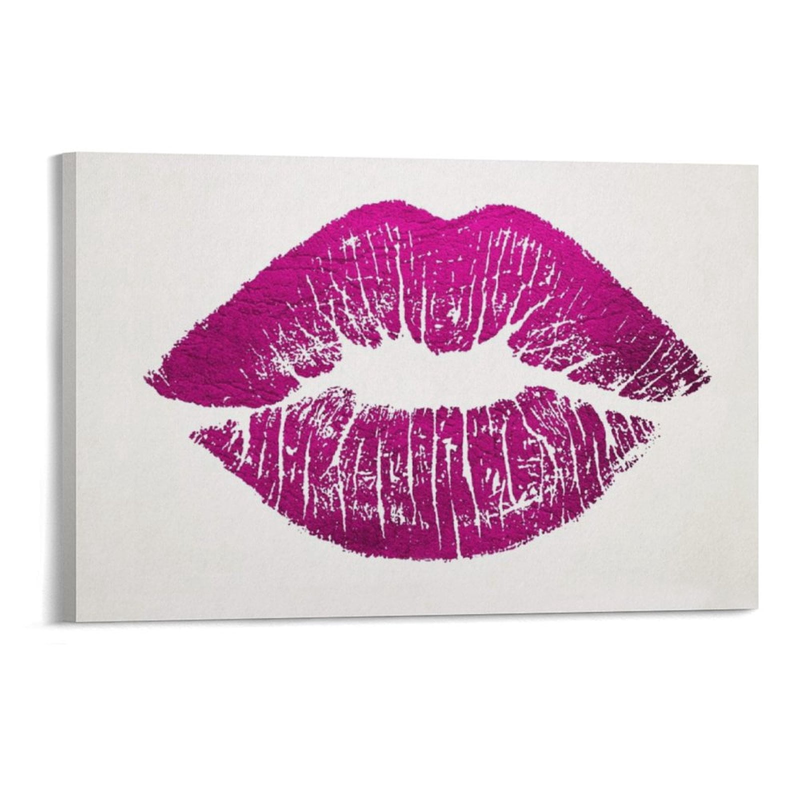 'Solid Kiss Pink' Lips Canvas Prints Wall Art，Winter Scene Decor Wooden ...