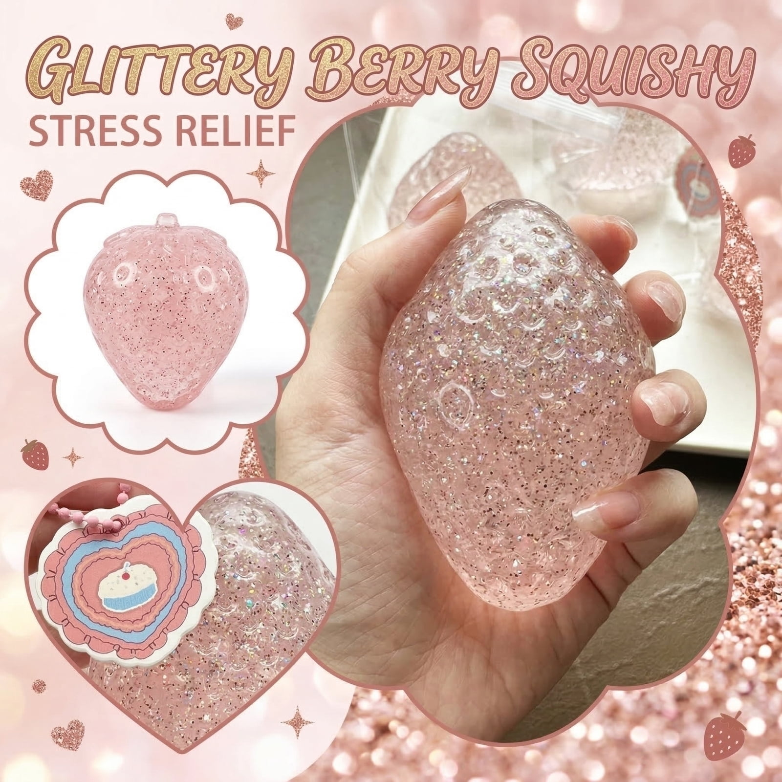 Solid Large Clear Strawberry Stress Tool Slow Rising Squeeze Pal ...