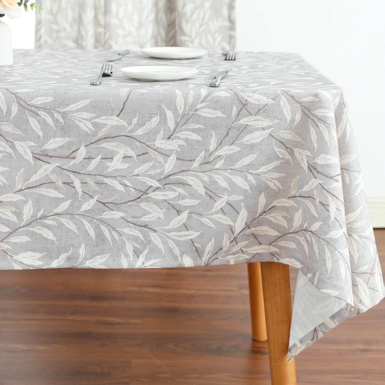 Solid Leaves Printed Table Cloth, Rustic Wrinkle Resistant Decorative ...
