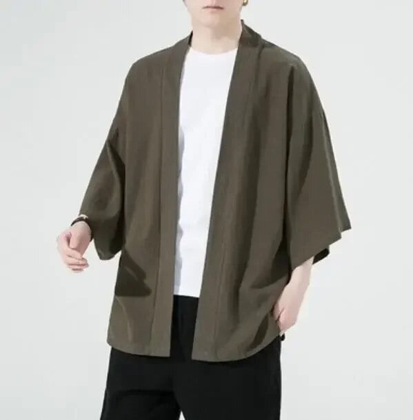 Solid Linen Kimono Japanese Kimonos for Men Vintage Clothes Cardigan ...