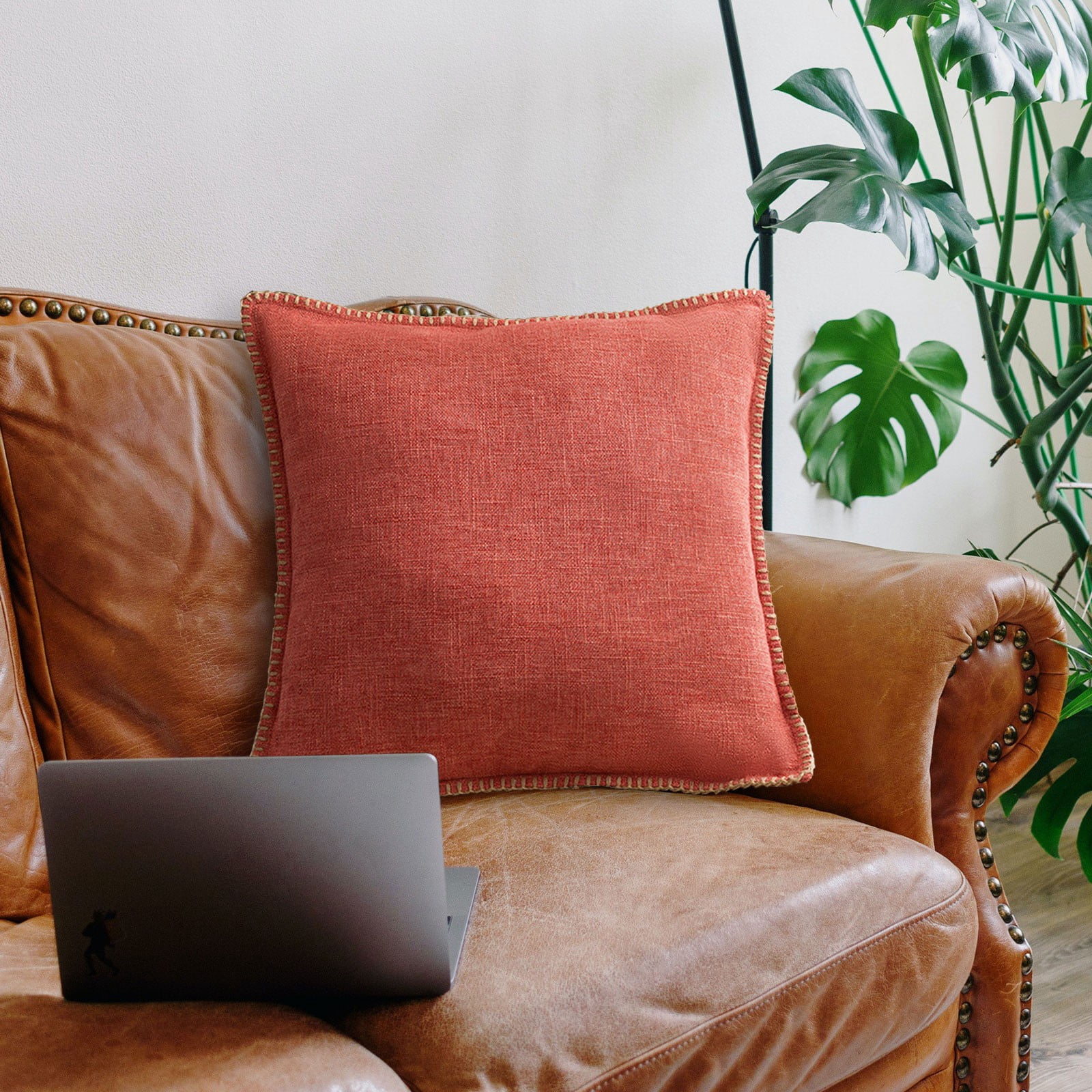 Solid Linen Wool Edge Pillow Cover Sofa Cushion Office Waist Car Woven ...