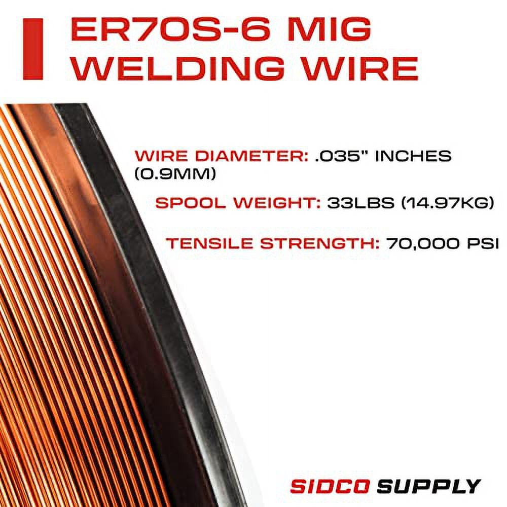 Solid MIG Welding Wire - ER70S-6-0.035 Inch, 33 LB Spool - Mild Steel MIG Wire with Low Splatter ...