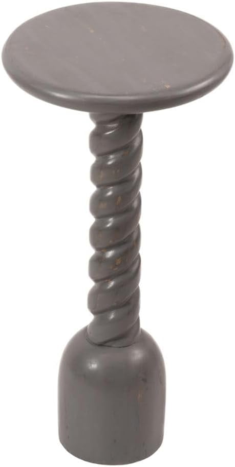 Solid Mango Wood 26" Height Pedestal Side Table, Farmhouse Tall Accent ...