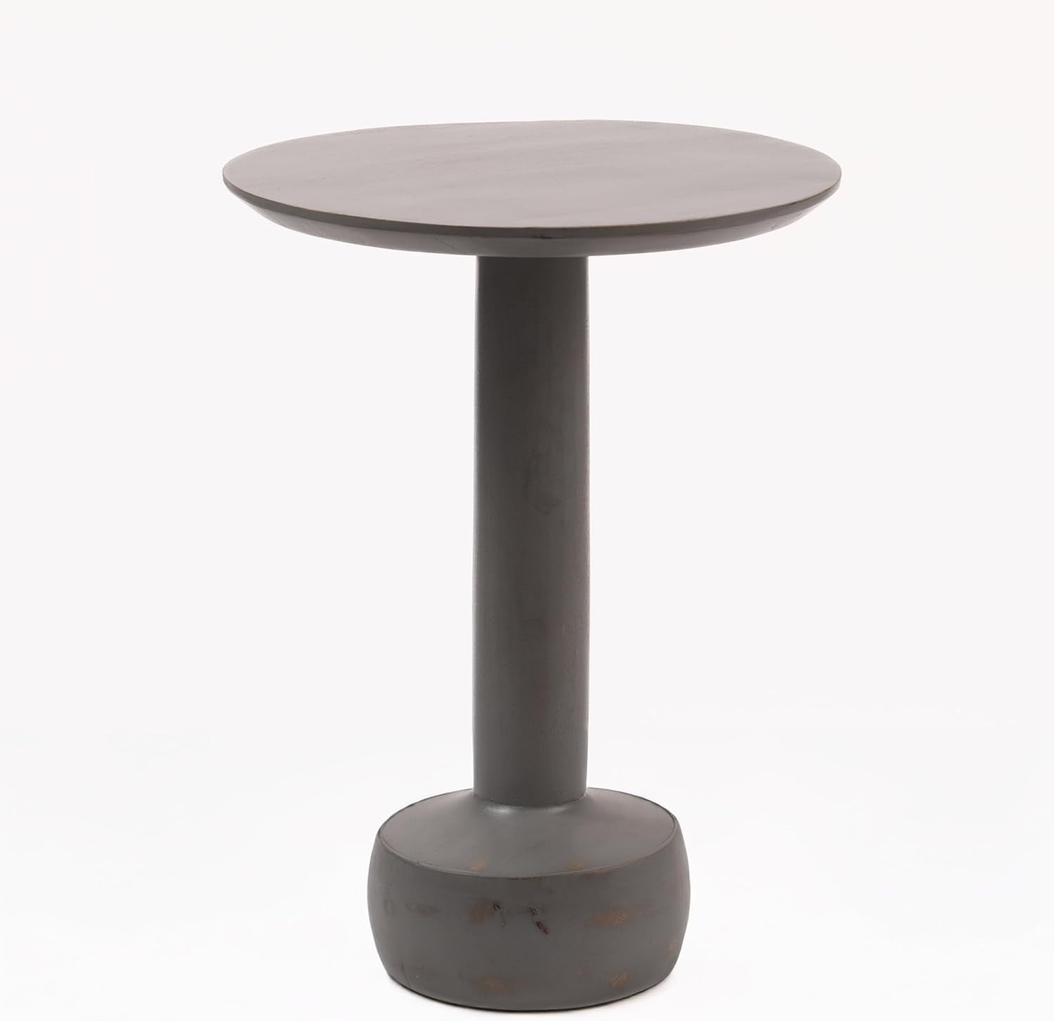 Solid Mango Wood 26" Height Pedestal Side Table, Farmhouse Tall Accent ...