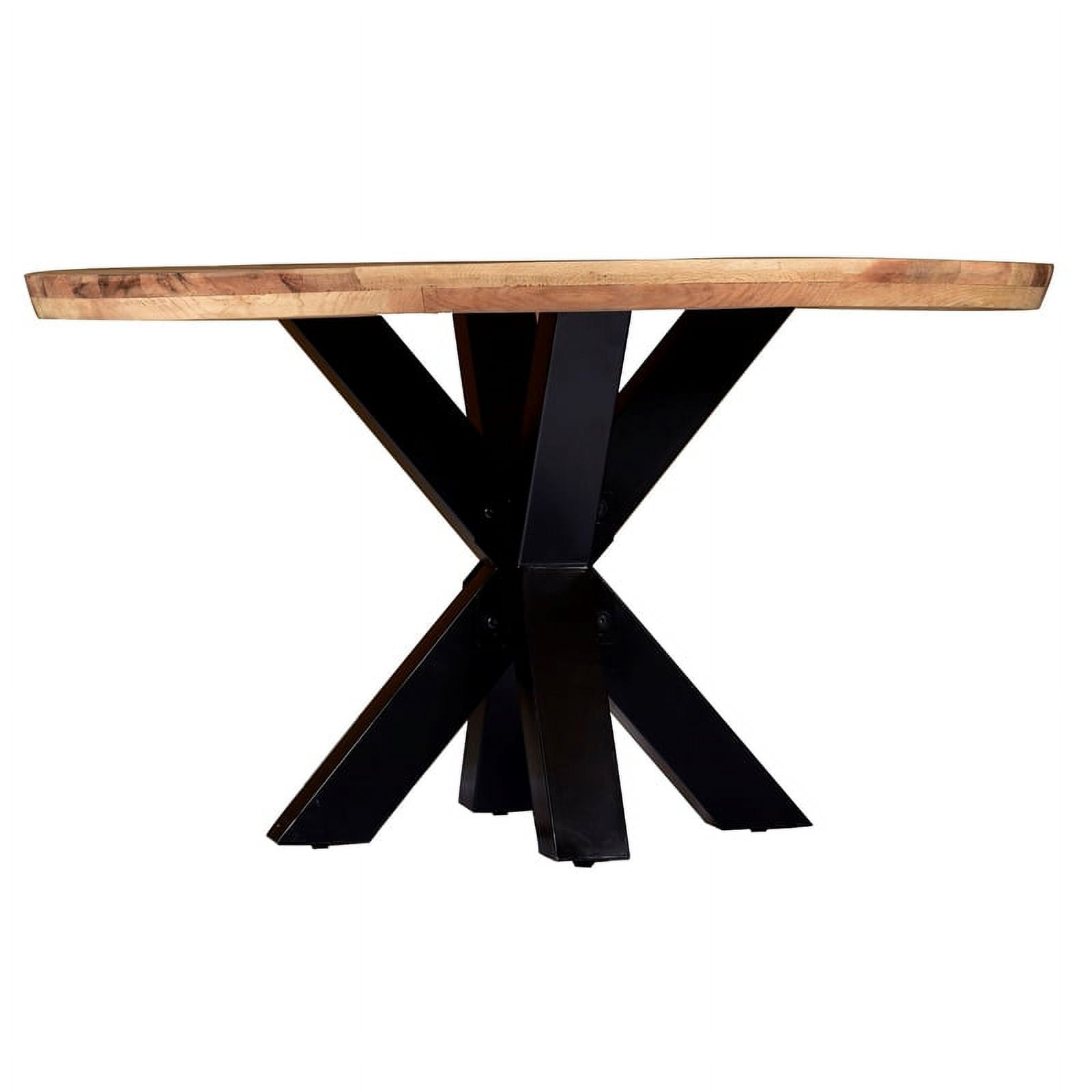 Solid Mango Wood Round Dining Table 55"x55"x30" Natural (Brown ...