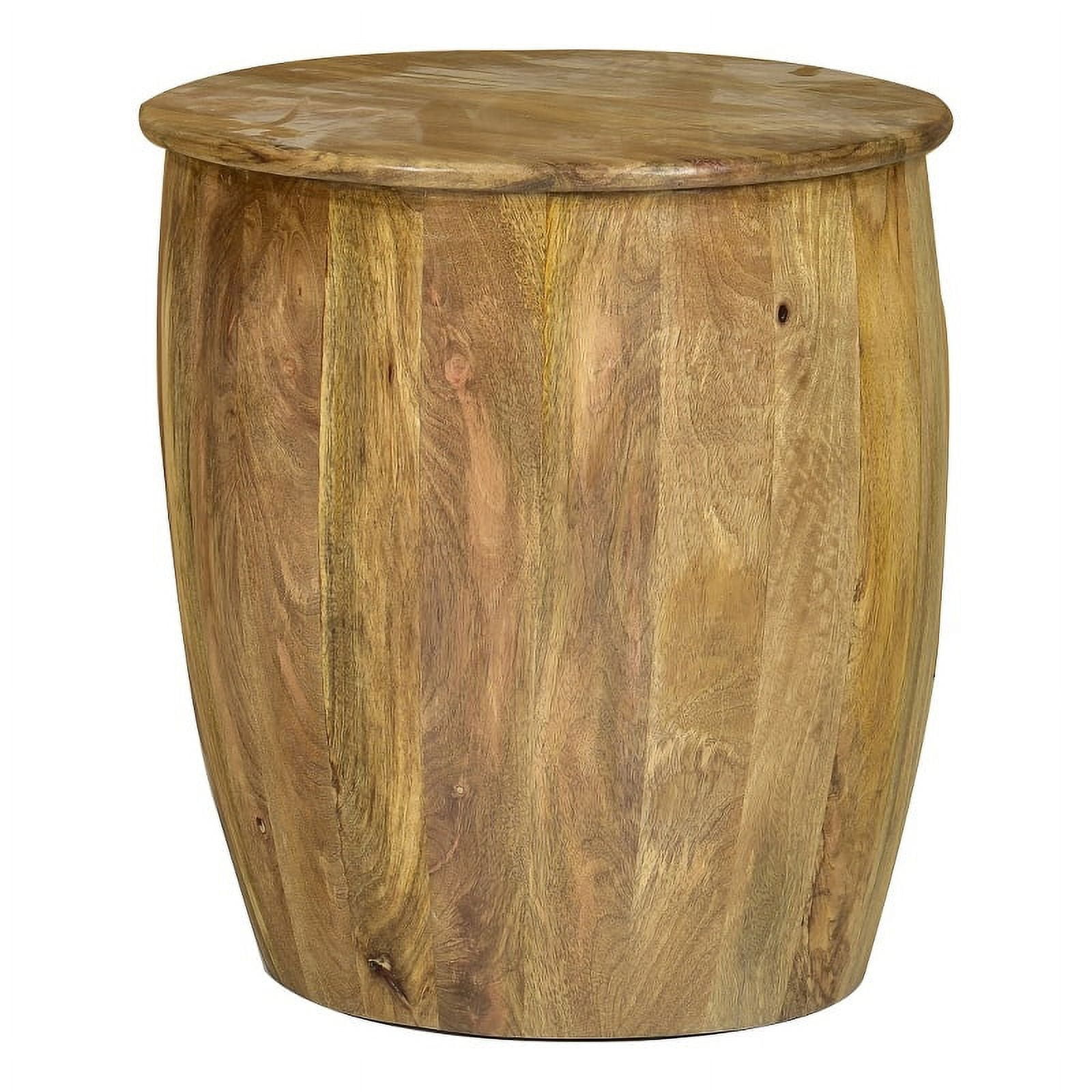 Solid Mango Wood Round Drum End Table18"" x 18"" x 20 - Walmart.com