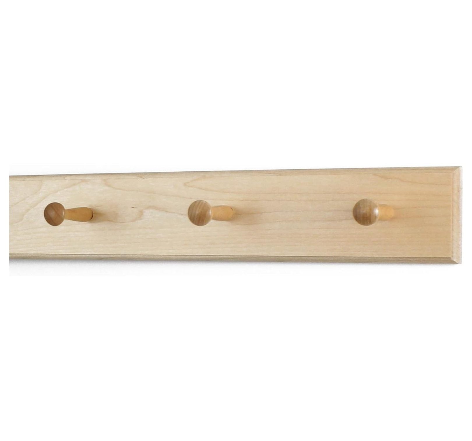 Solid Maple Shaker Peg Rack (Natural, 18" x 3.5" with 3 pegs) - Walmart.com