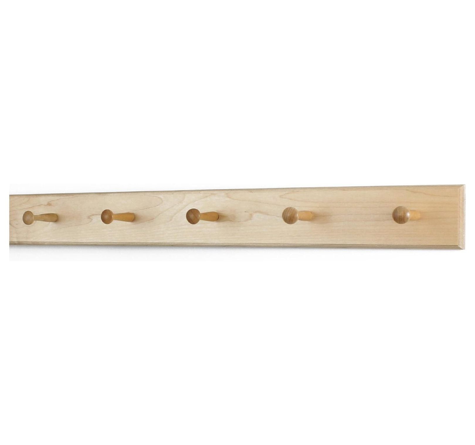 Solid Maple Shaker Peg Rack (Natural, 29" x 3.5" with 5 pegs) - Walmart.com