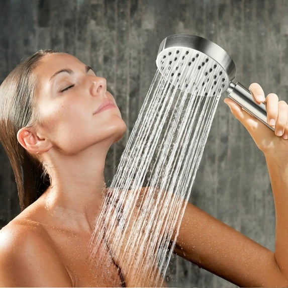 Solid Metal Brushed Nickel Handheld Shower Head With Extra Long ...