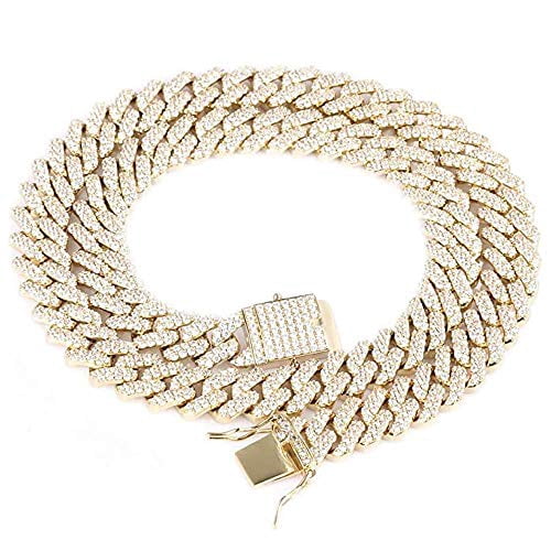 Solid Miami Cuban Link Chain Gold/Silver Necklace (16, 18, 20, 22, 24 ...