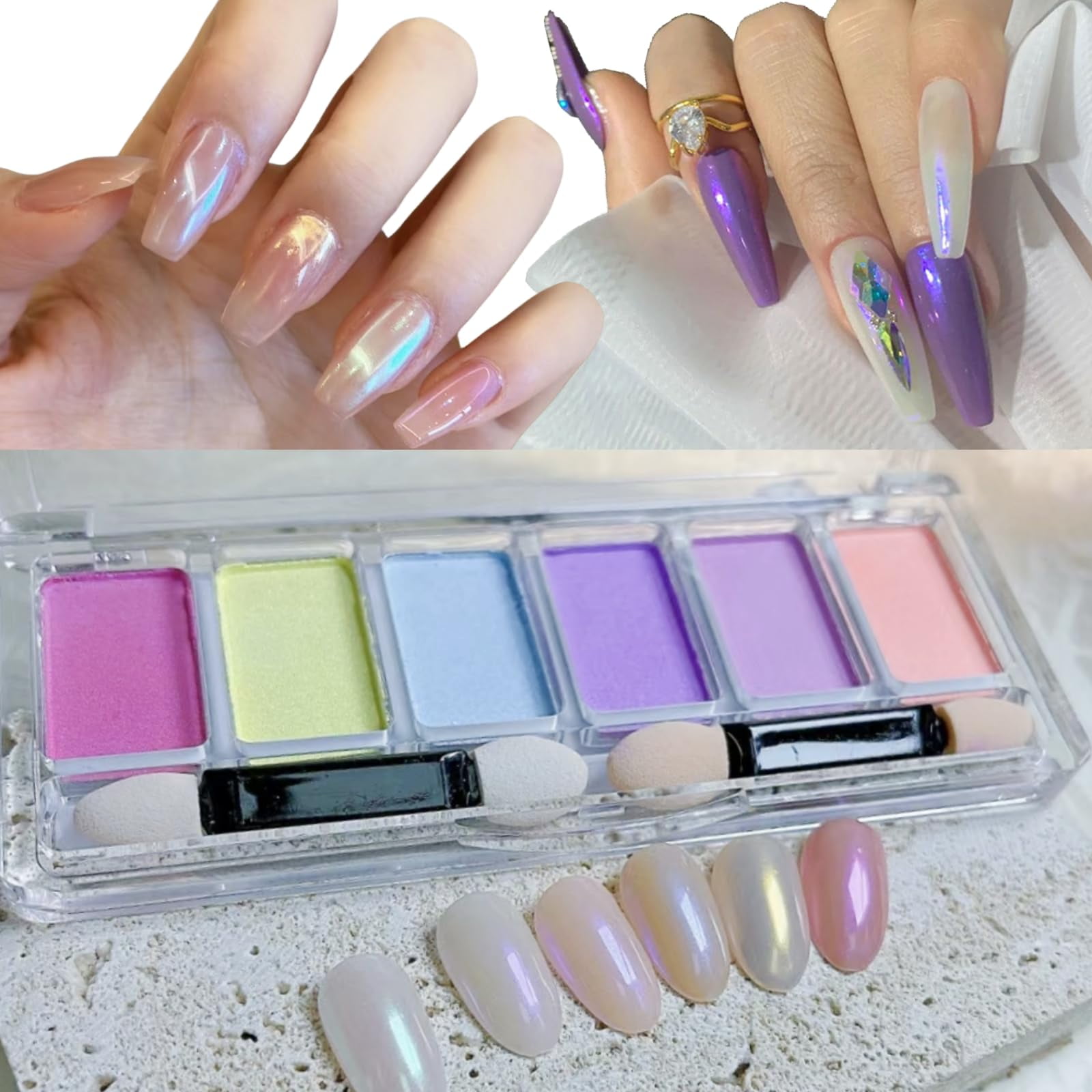 Solid Mirror Chrome Nail Powder,Rose Gold Chrome Nail Powder Palette ...