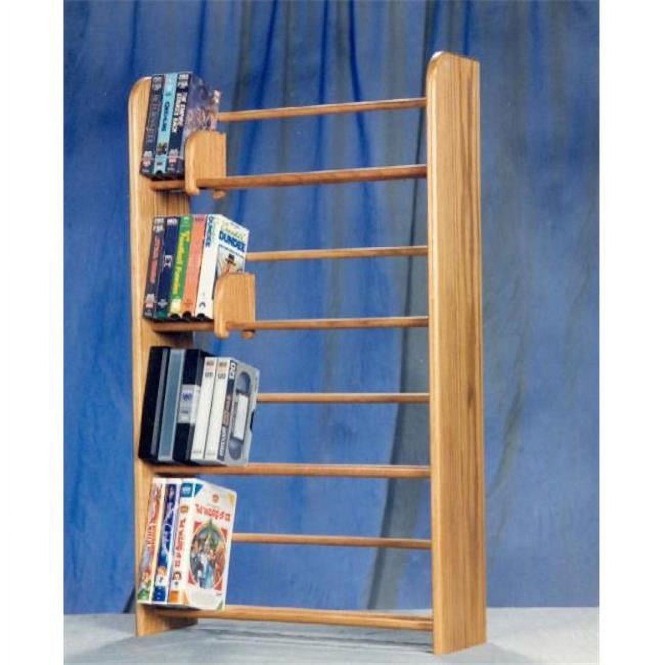 Solid Oak 4 Row Dowel DVD-VHS Rack - Walmart.com
