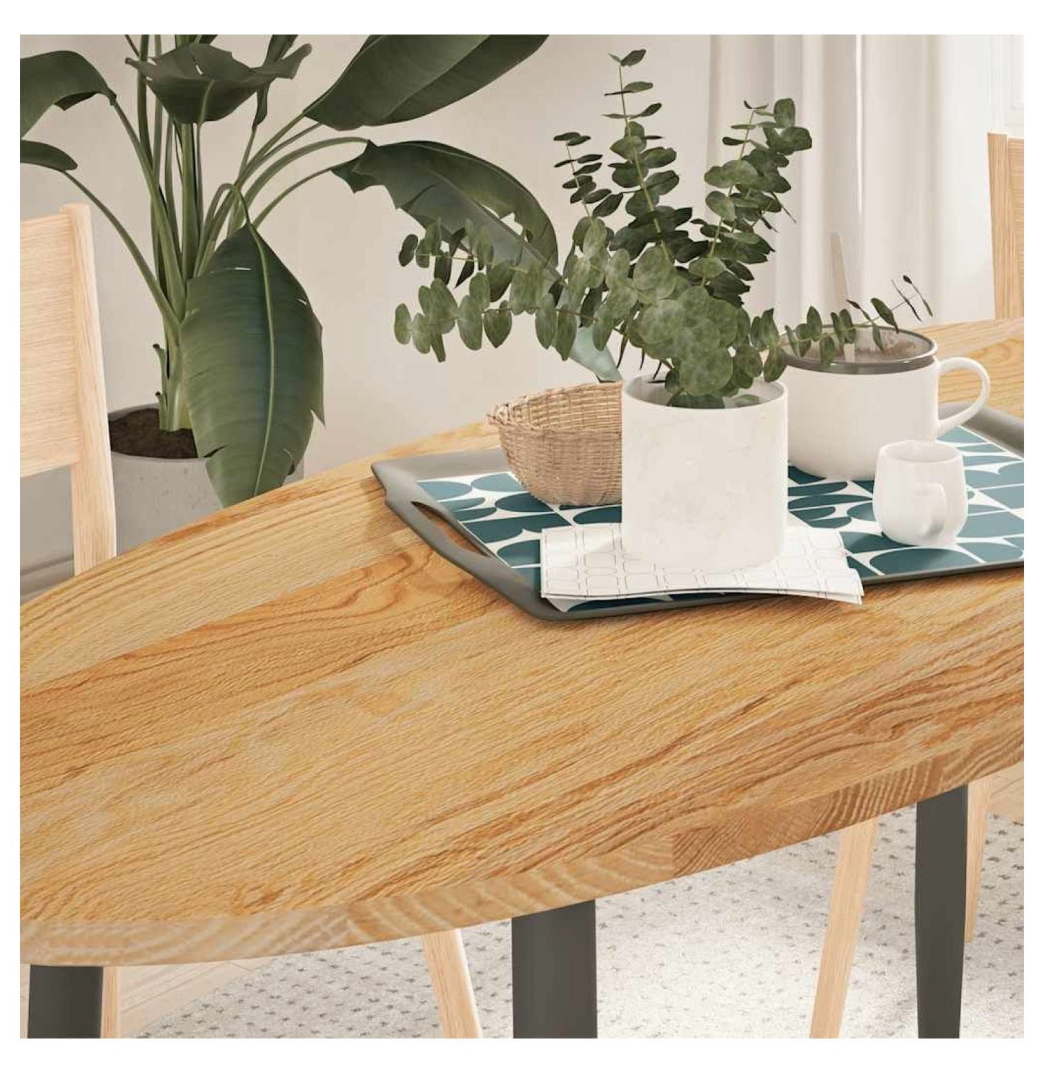 Solid Oak Coffee Table Top 55.1x23.6in - Light Brown Oval Wood Tabletop ...