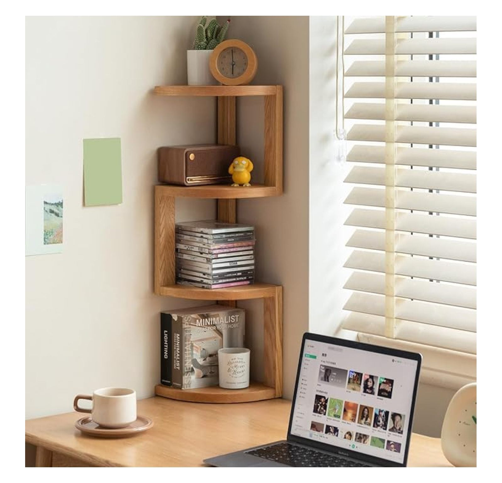 Solid Oak Corner Table, Modern Simple Design Four-Tier Small Corner ...