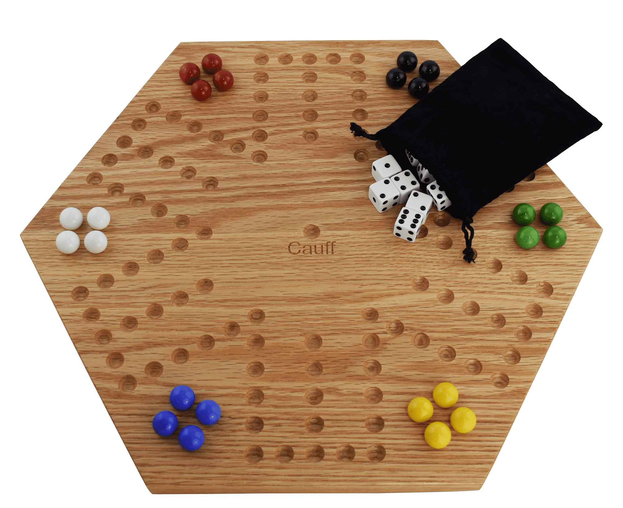 Cauff Solid Oak Double Sided Marbles Board Game, 16 inch Wooden Set ...