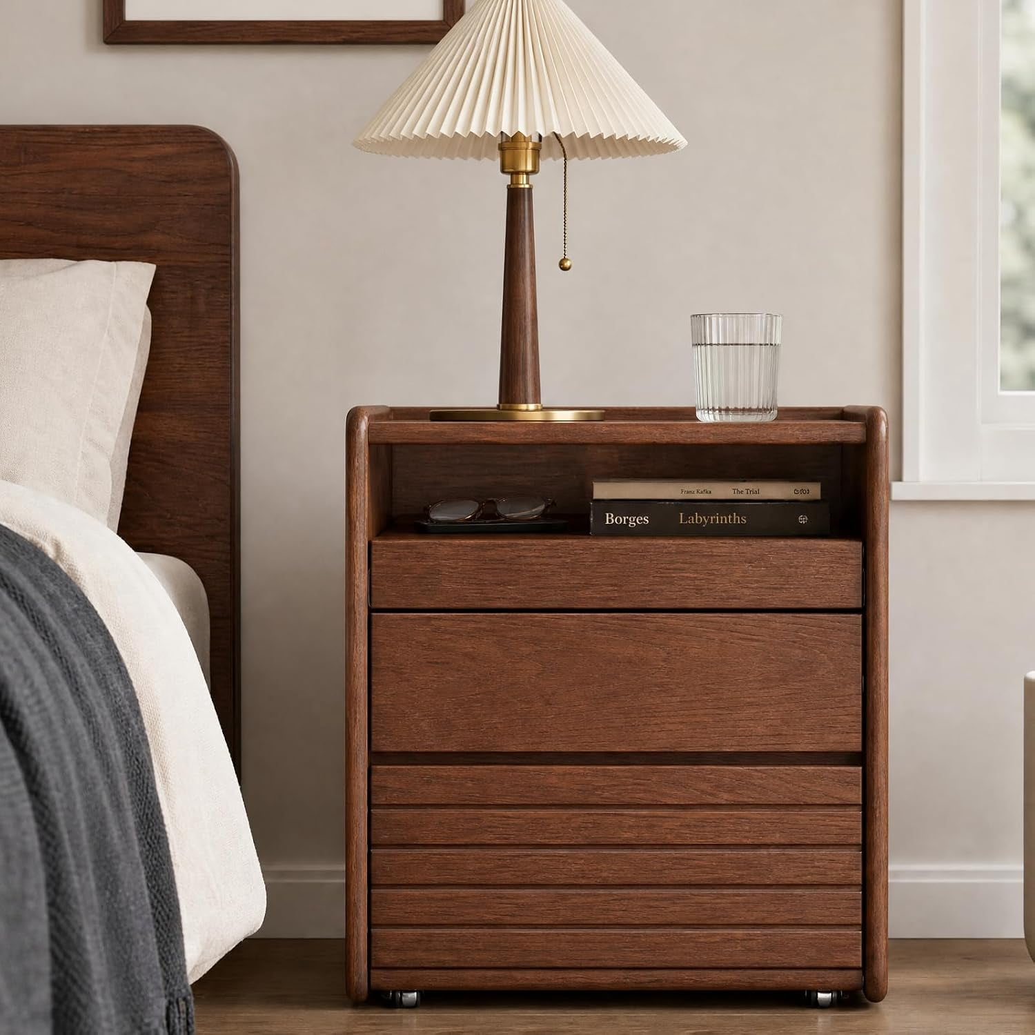 Solid Oak Nightstand with Hidden Drawers, Walnut Night Stand with ...