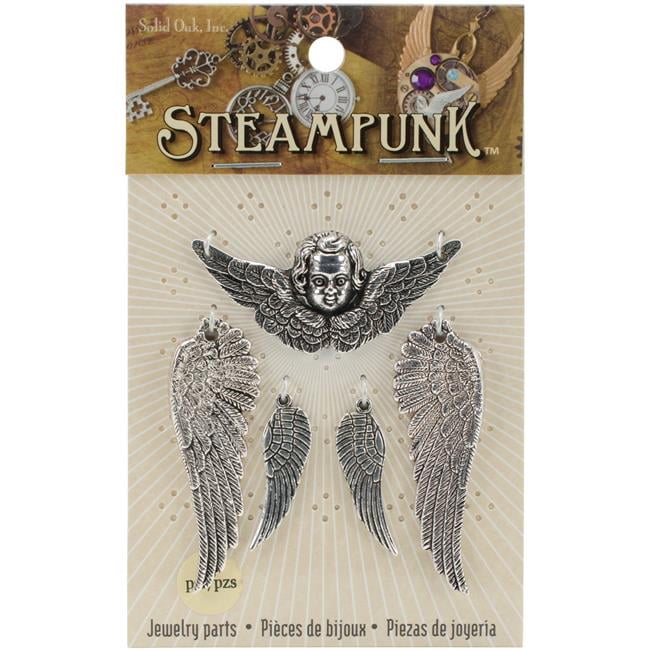Solid Oak STEAM026 Wings & Cherubs Steampunk Metal Accents - 5 per Pack ...