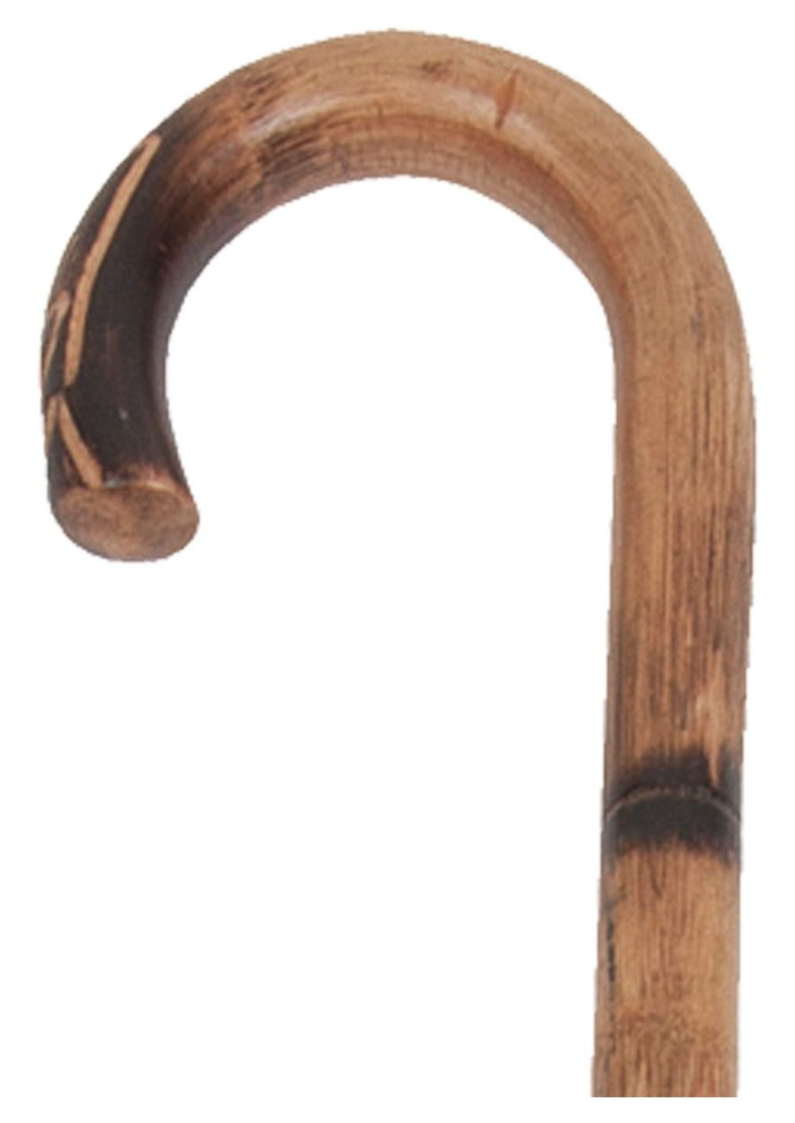 Solid Oak Wood Cane, Round Handle, Crook Style, Walking Aid with Slip ...