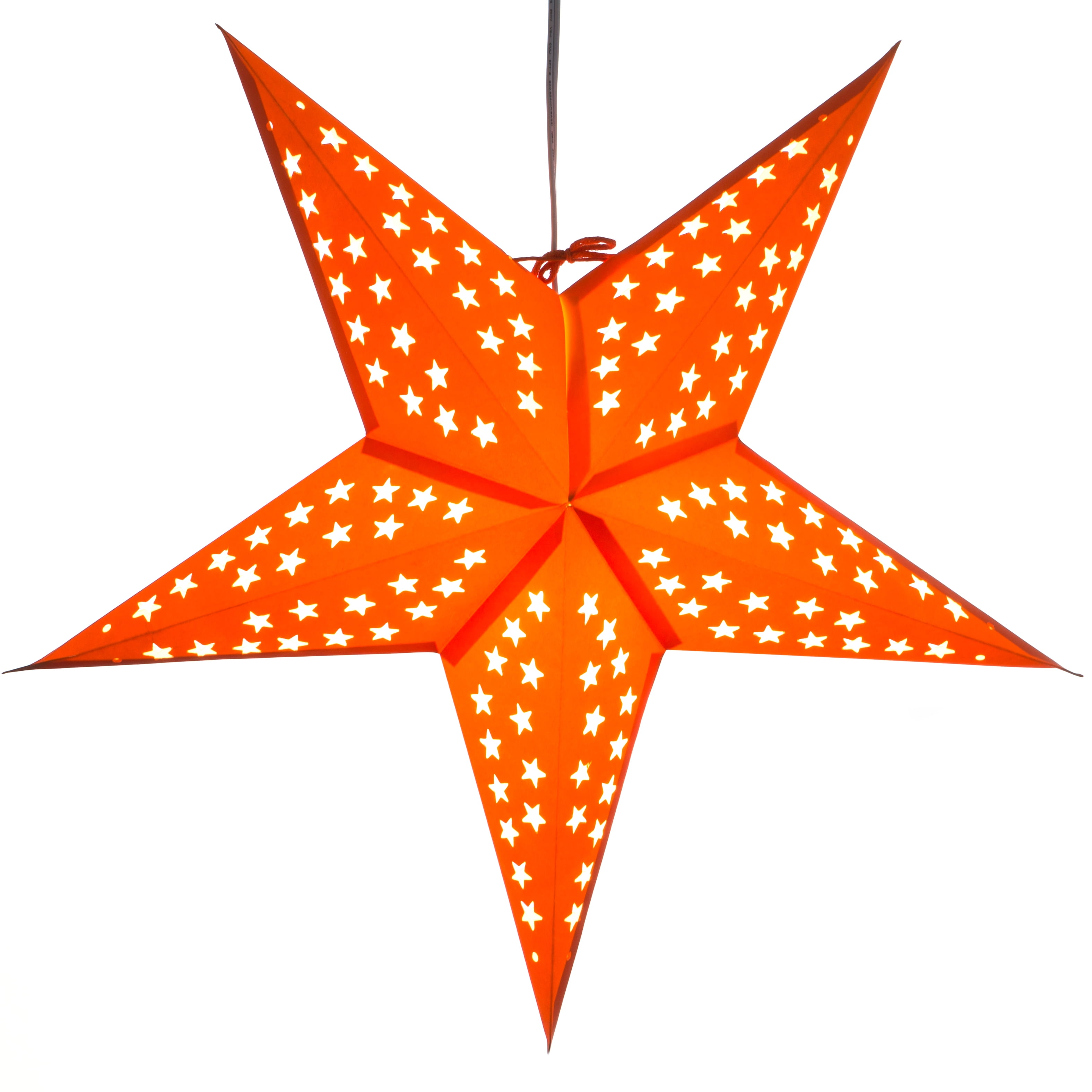 Solid Orange 5 Pointed Paper Star Lantern with 12 Foot Power Cord ...