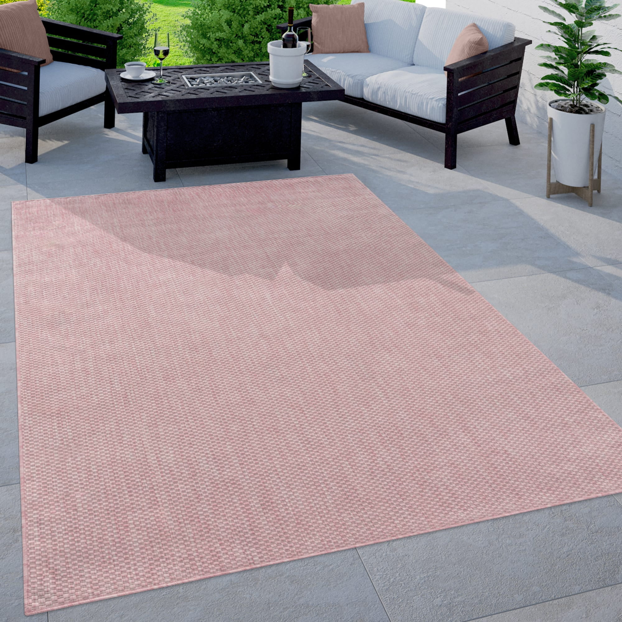 Solid Outdoor Rug for Patio or Balcony in Mottled Pink - Walmart.com