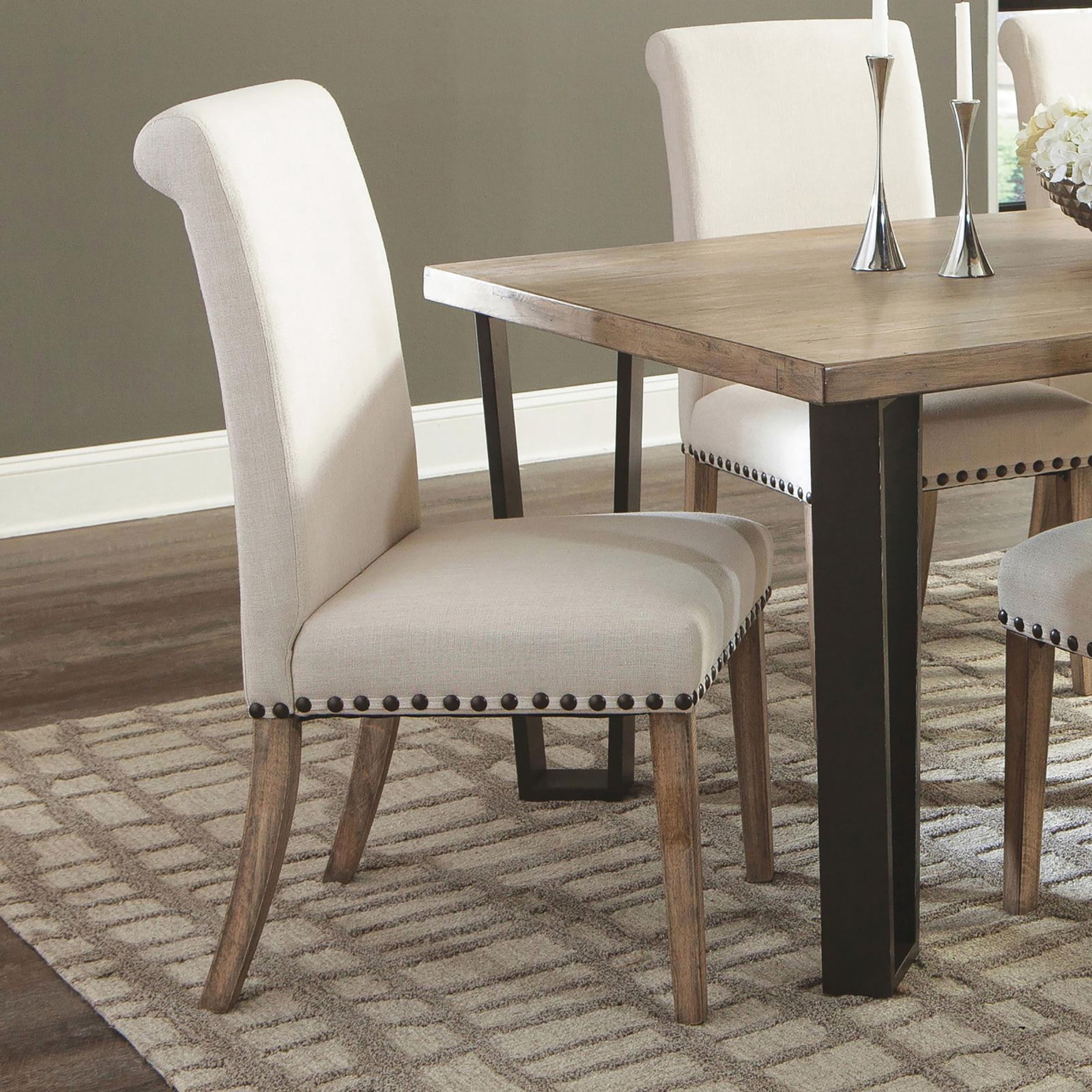 Solid Pattern Beige Upholstered Chairs - Simple yet Elegant for Dining ...