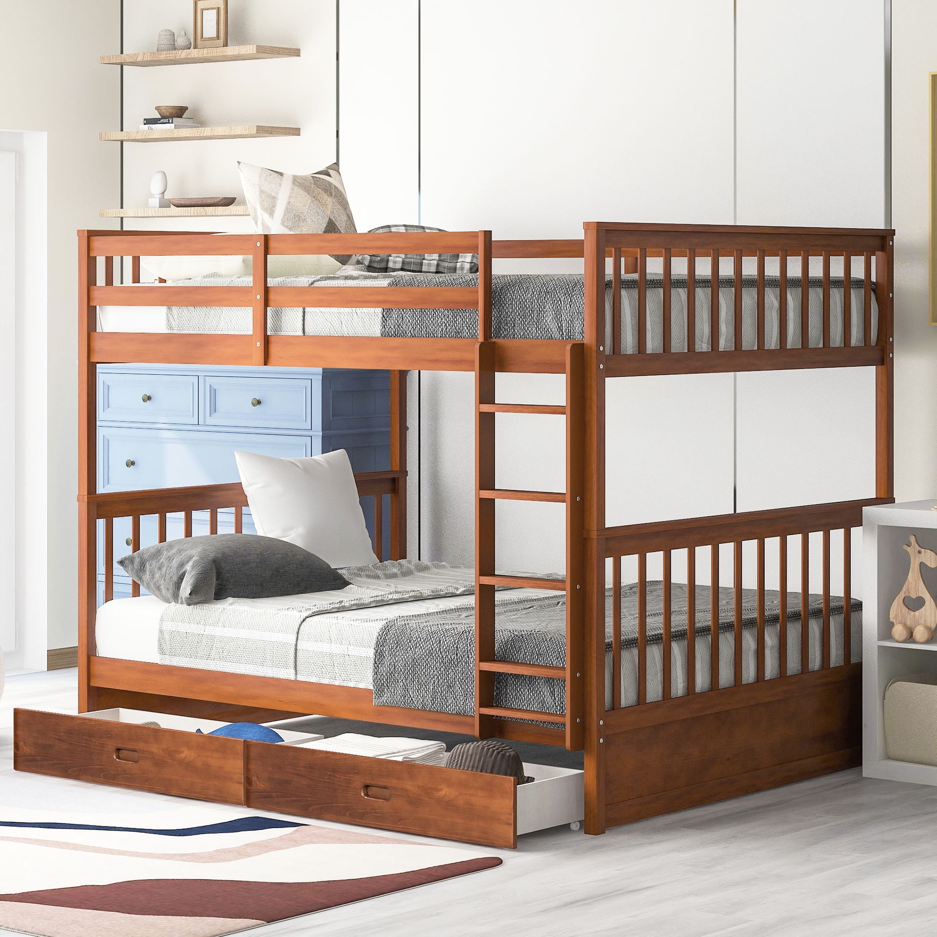 Solid Pine Structure, Divisible Bunk Bed - Meets Different Space Needs ...