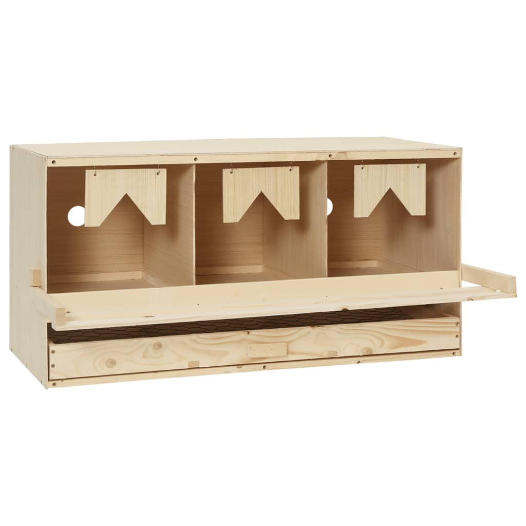 Solid Pine Wood Chicken Laying Nest with 3 Compartments - Spacious ...
