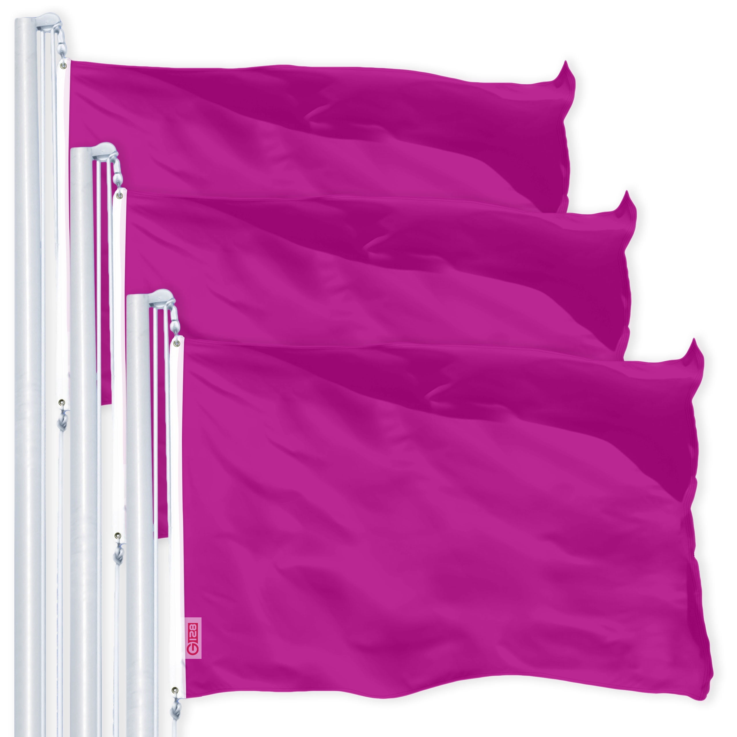 Solid Pink Color Flag 3x5FT 3-Pack Printed 150D Polyester By G128 ...