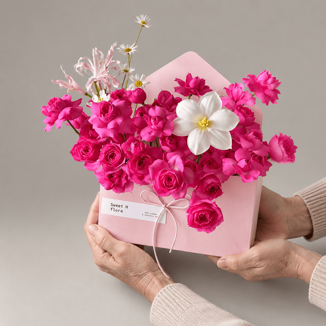 Solid Pink Envelope Flower Boxes For Arrangements, 5 Count Cardboard ...