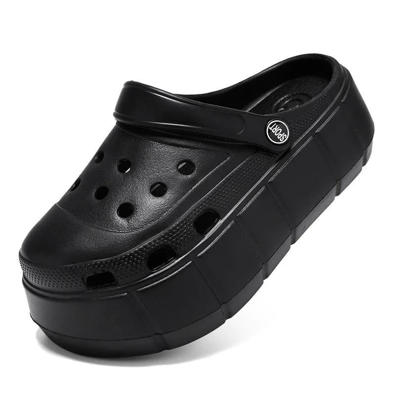 Solid Platform Clogs for Women Luxury High Heels Sandals Outdoor Beach ...