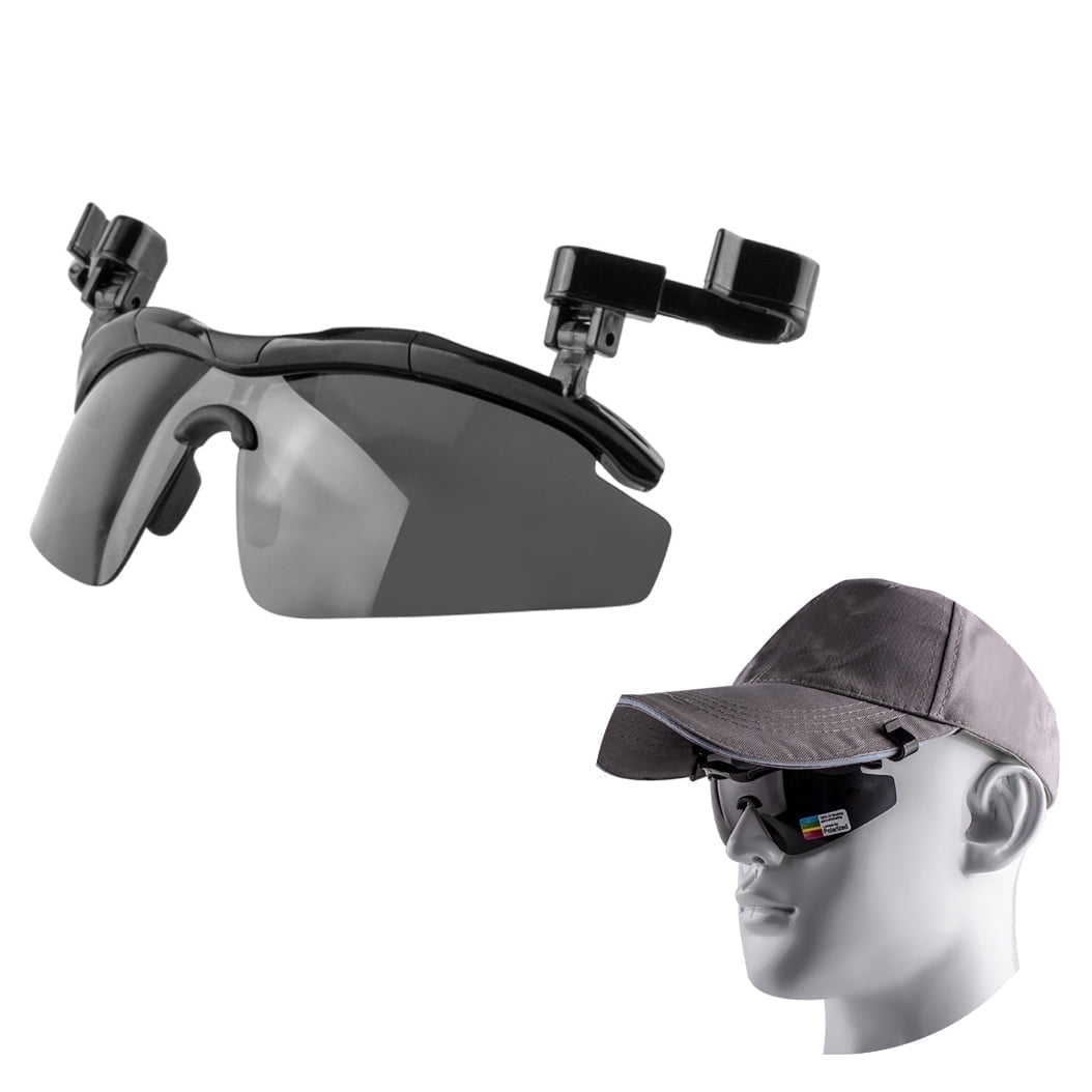 UV Protection Polarized Baseball Cap Sunglasses with Clip-on Visor for ...