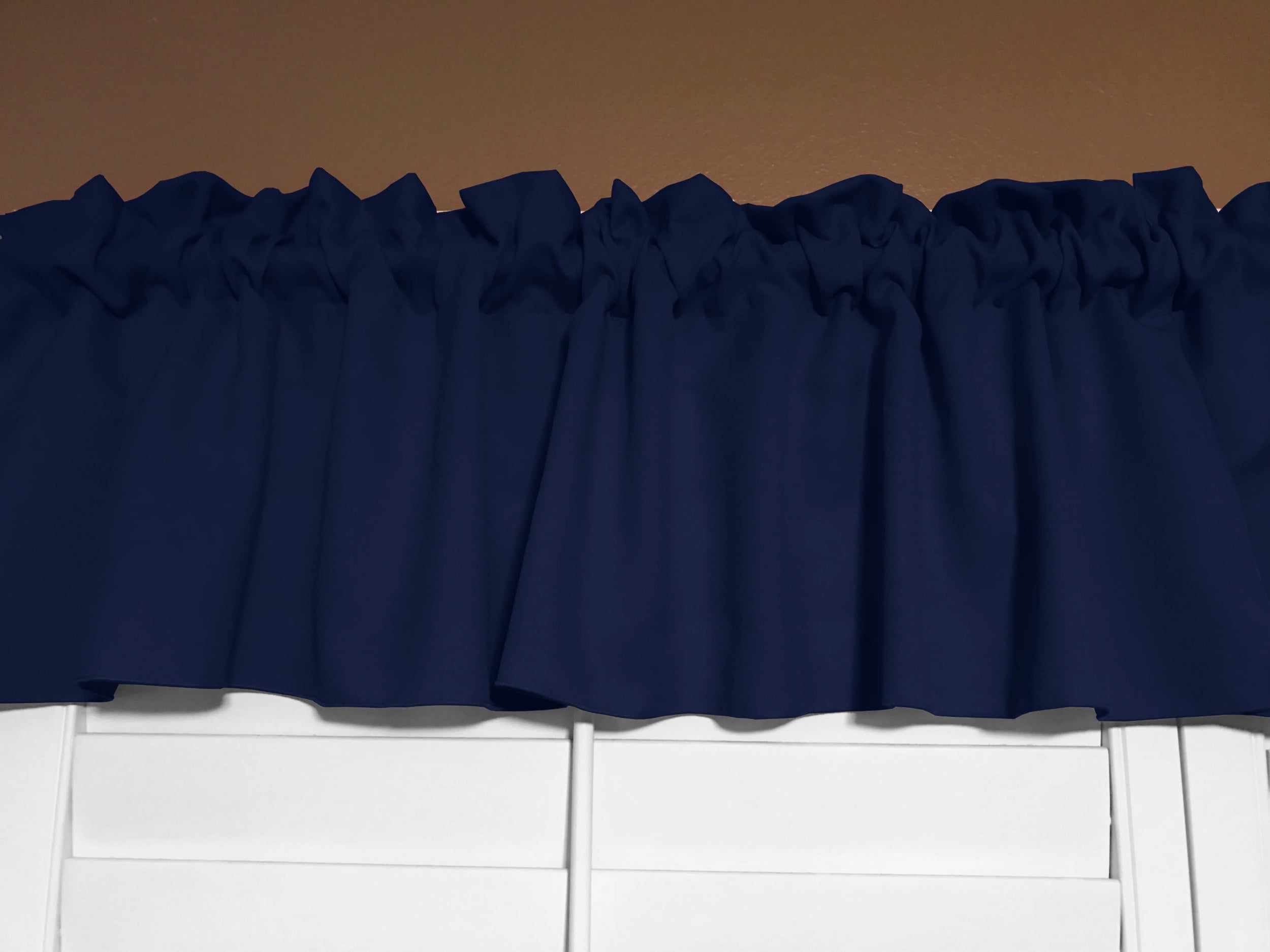Navy Blue Solid Poplin Window Valance 58" Wide - Polyester Curtain ...