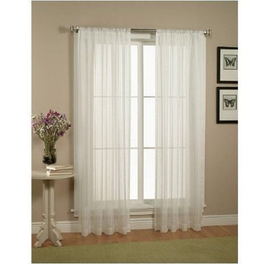 "Walmart's Solid Pure White Sheer Voile Window Curtain, 84"", Elegant ...