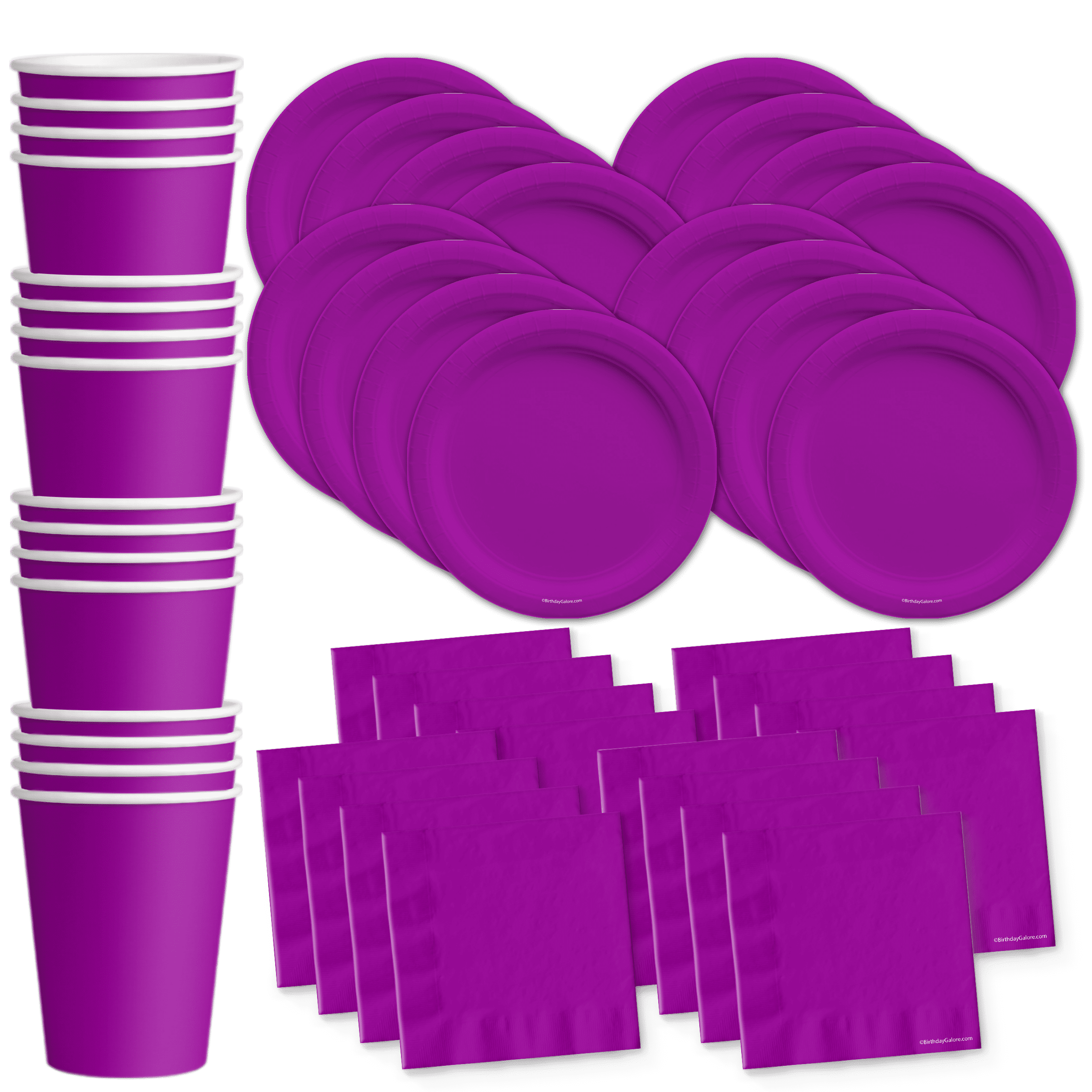 Solid Purple Birthday Party Supplies Set Plates Napkins Cups Tableware ...