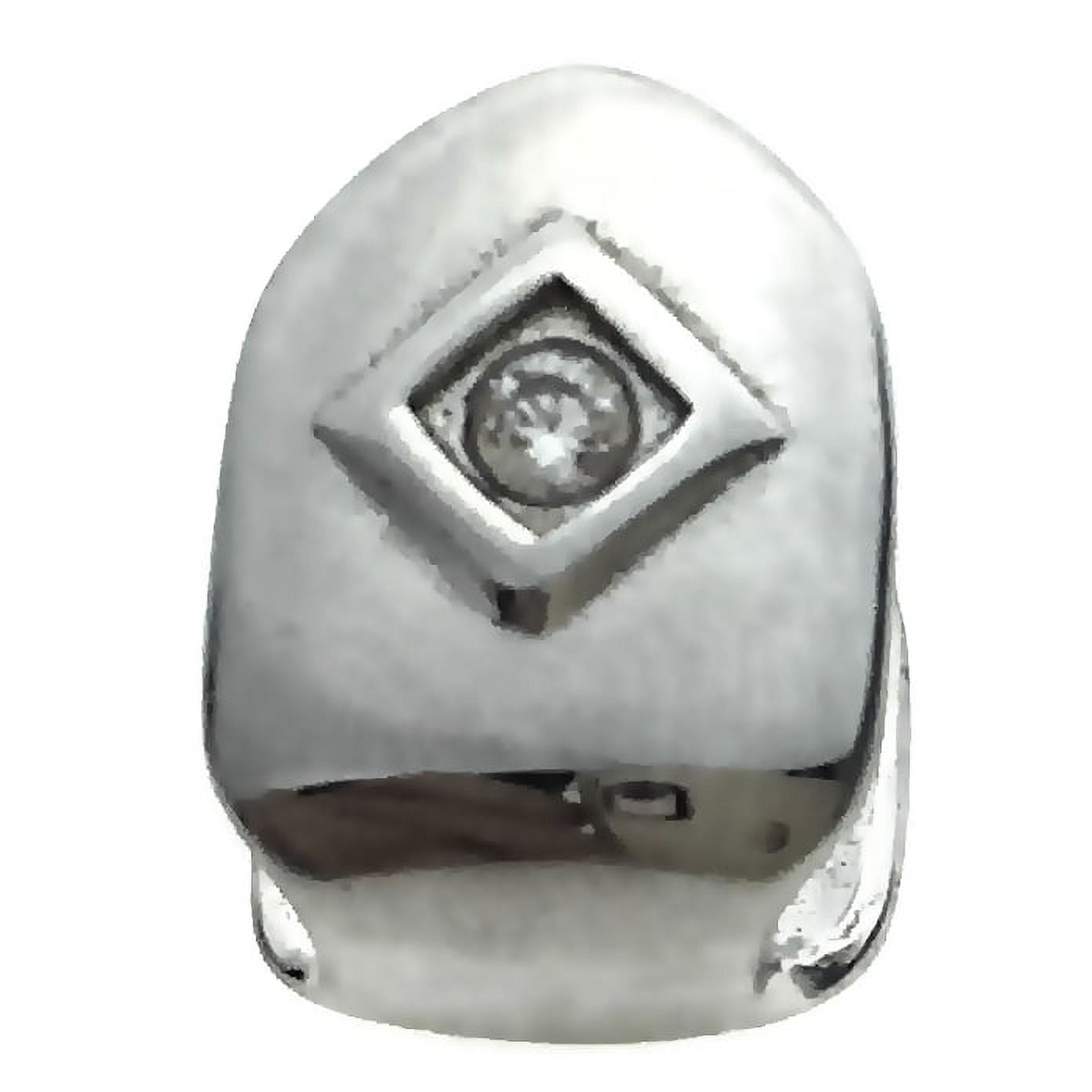 Solid Real 925 Sterling Silver Single Grill One Tooth Center CZ Iced ...