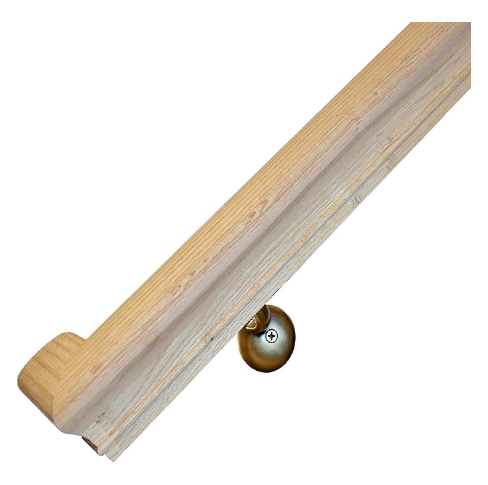Solid Red Oak Handrail Kit with Wall Returns and Wall Mount Brackets ...