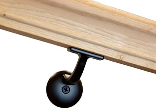 Solid Red Oak Handrail Kit with Wall Returns and Wall Mount Brackets ...