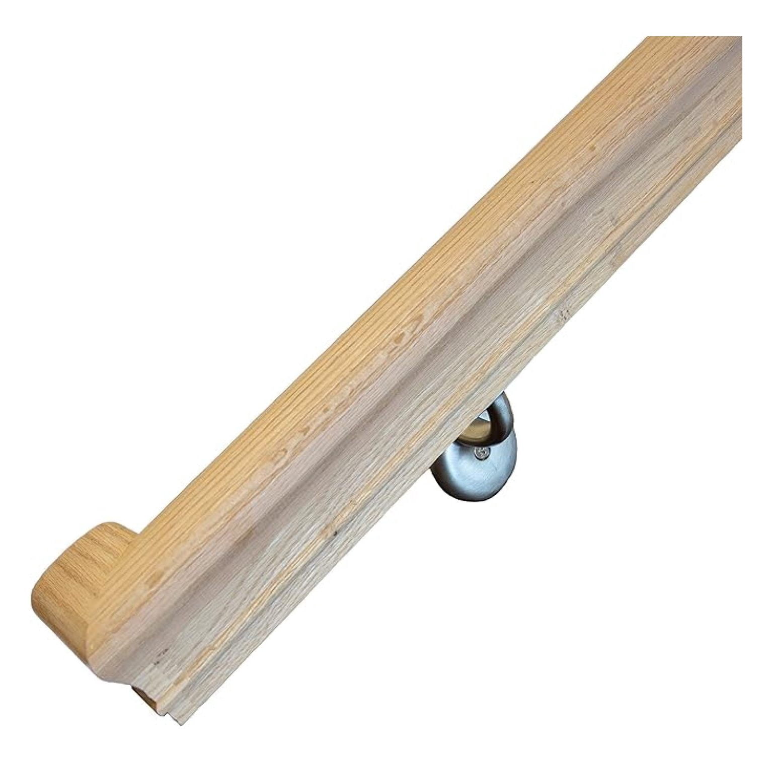Solid Red Oak Handrail Kit with Wall Returns and Wall Mount Brackets ...