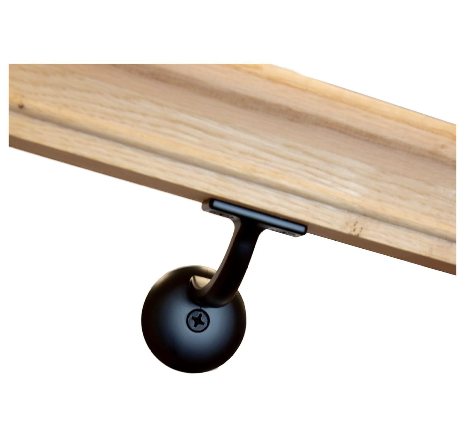 Solid Red Oak Handrail Kit with Wall Returns and Wall Mount Brackets ...