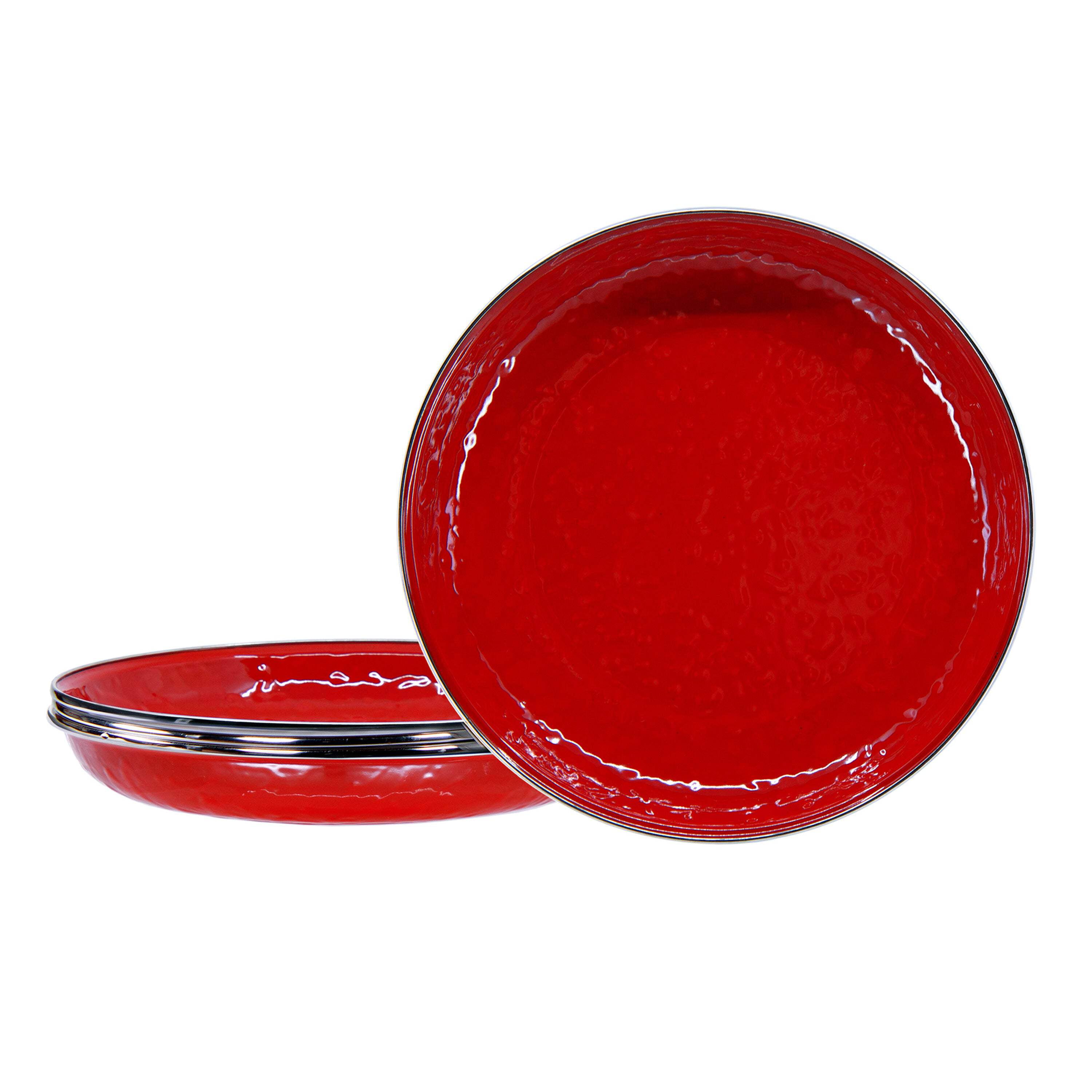 Solid Red Pattern - Set of 4 - 10 inch Pasta Plates - Golden Rabbit ...