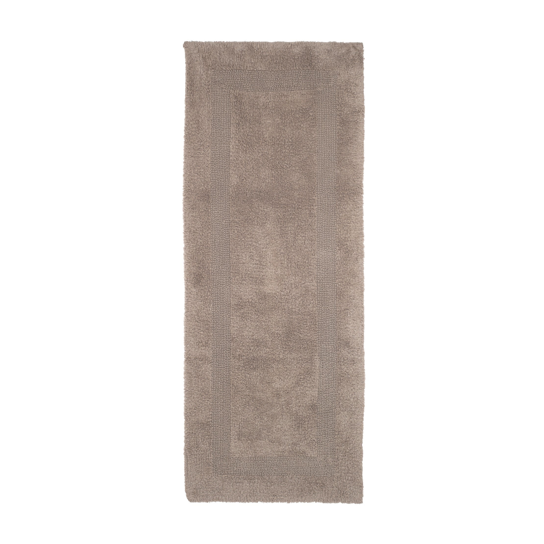 Solid Reversible Long Bath Rug Taupe: Cotton Tufted Bathroom Runner ...