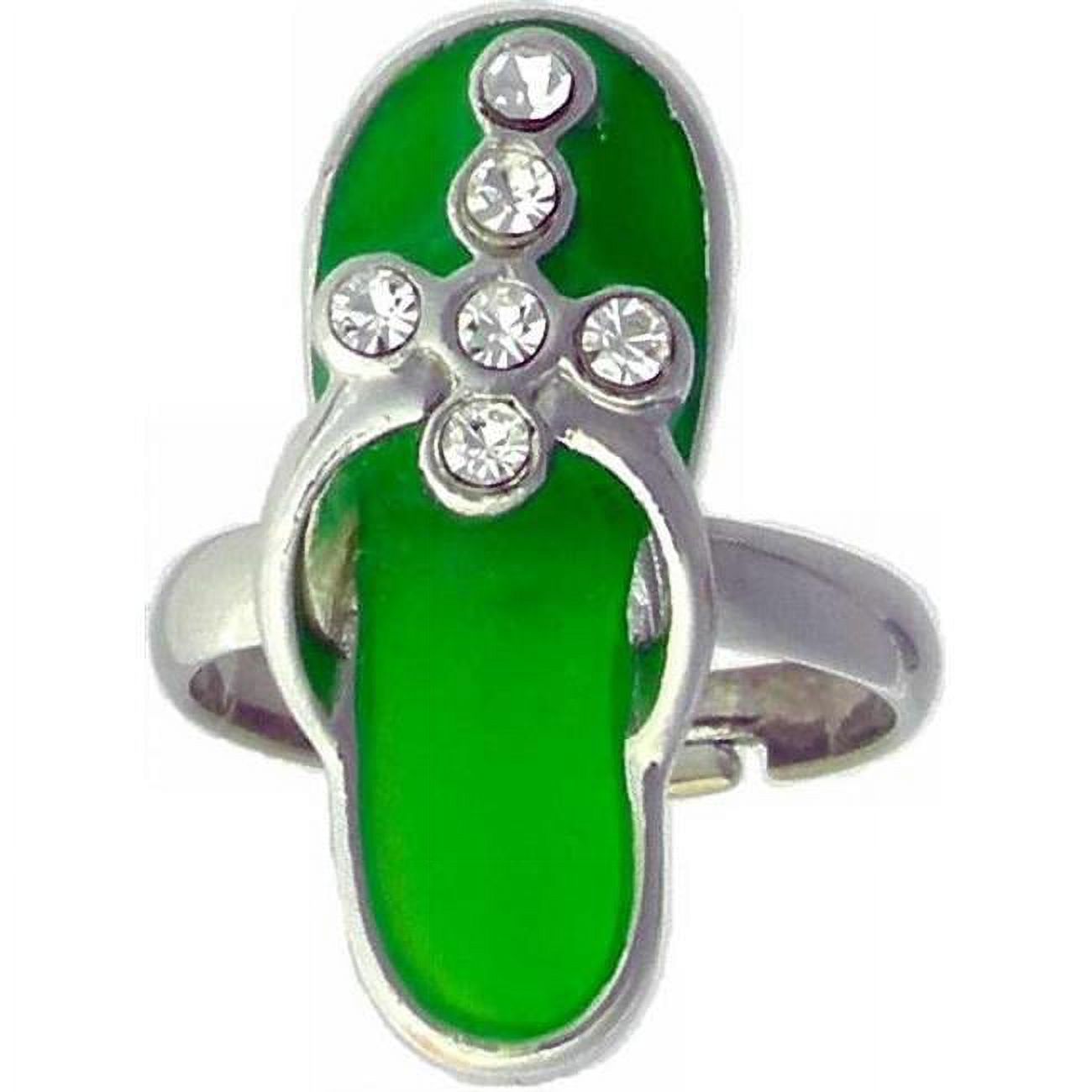 Solid Rock Jewelry 760791 Ring Green Sandal Cross With Crystals Chld ...