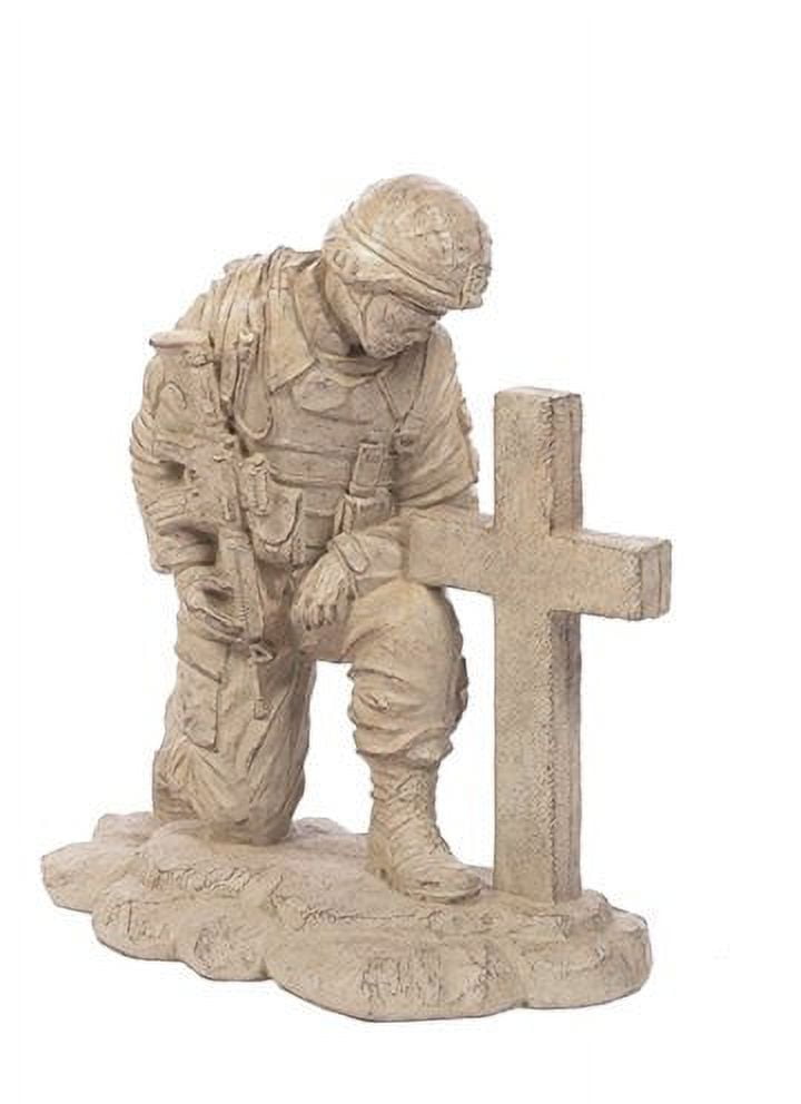 Solid Rock Stoneworks Kneeling Soldier Military Statue, 22in Tall ...