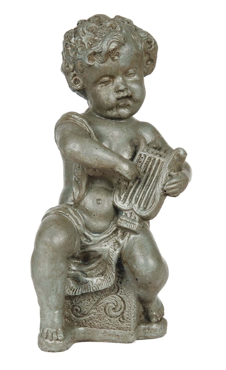 Solid Rock Stoneworks 14" Cherub w/Harp- 14" h x 7" w x 6" d- Cypress - Walmart.com