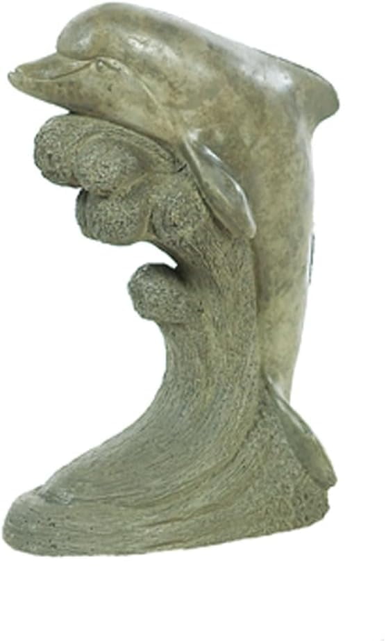 Solid Rock Stoneworks 14" Dolphin on Wave Concrete Statue - Pre Aged ...