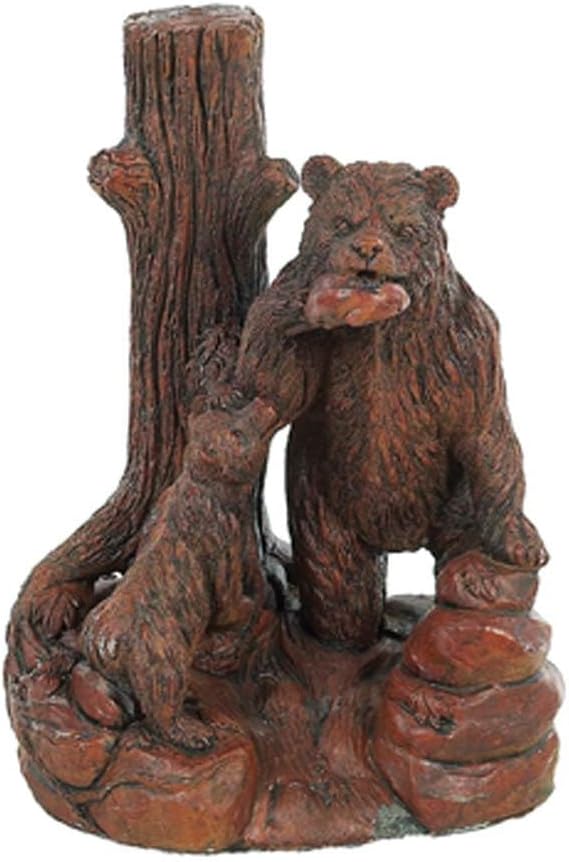 Solid Rock Stoneworks Bear Fishing Concrete Statue, 20" Tall, Walnut Stain - Walmart.com