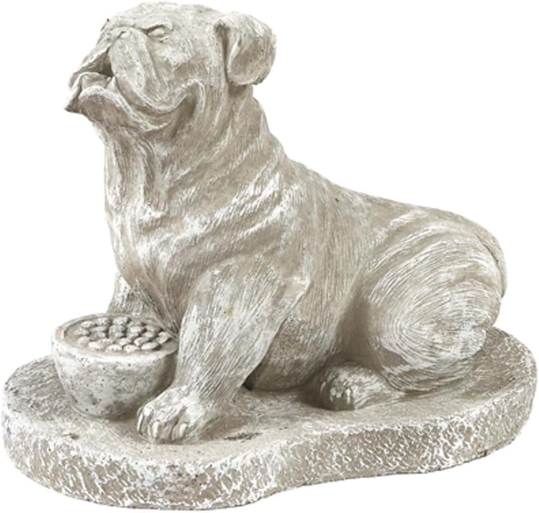 Solid Rock Stoneworks Bulldog with Bowl Concrete Statue, 14" Tall ...